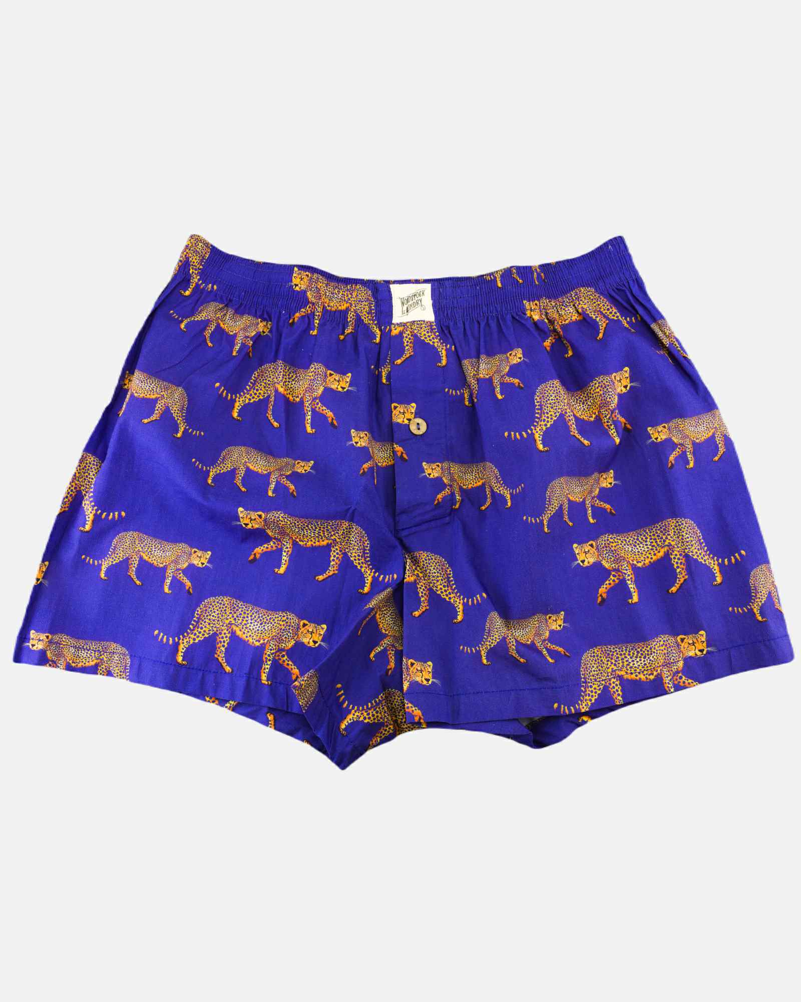 Cheetah Boxers - Blue Cheetah | Woodstock Laundry EU